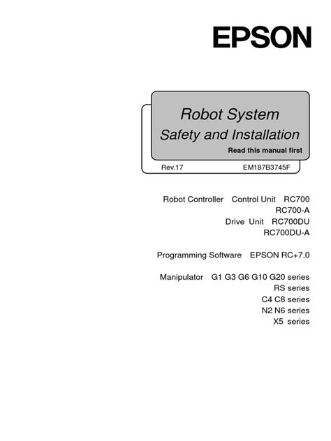 Robot Epson Rc620 Safety And Installation Manual Revision 12 Pdf Safety Robot
