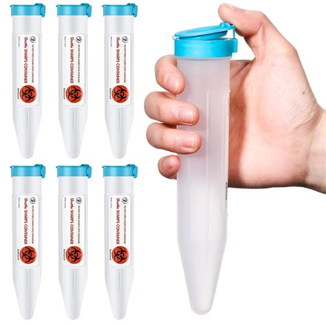 Colingmill 6 Count Single Use Travel Sharps Containers Transportable