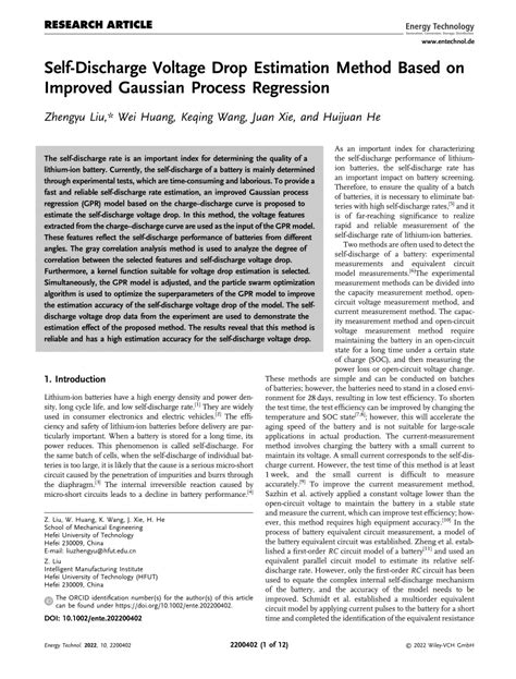Self‐discharge Voltage Drop Estimation Method Based On Improved Gaussian Process Regression