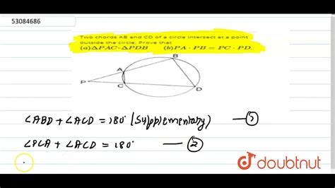 Example 2 If Two Intersecting Chords Of A Circle Make Chords Of A