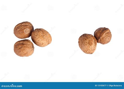 Three And Two Walnut Isolated Stock Image Image Of White Ingredient