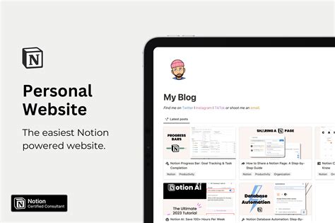 personal website for free by templates for notion personal notion template
