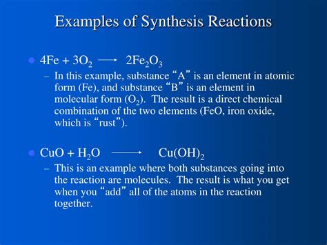 Examples Of Synthesis Reactions