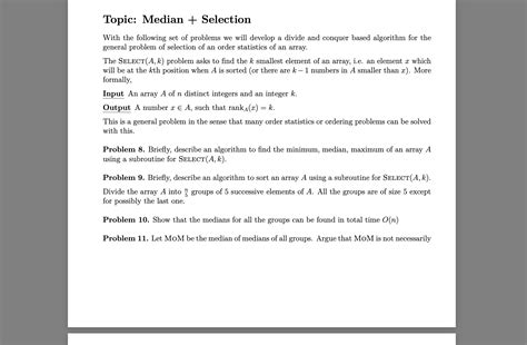 solved topic median ﻿selection the median of a