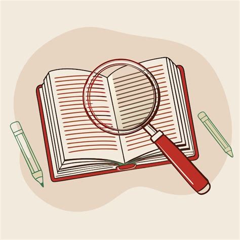 Book Centered Magnifying Glass Over Open Book Lines Of Text Highlighted