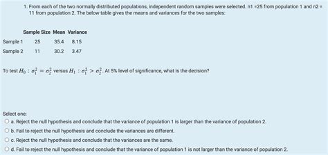 Solved 1 From Each Of The Two Normally Distributed