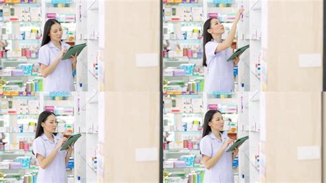 4k亚洲女药剂师在现代药房检查药品和医疗产品的库存。 视频素材下载 编号 20027923 光厂 Vj师网