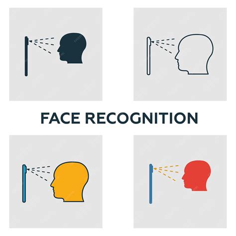 Premium Vector Face Recognition Icon Set Four Elements In Diferent Styles From Visual Device
