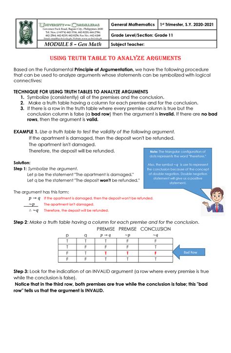 M Using Truth Table To Analyze Arguments Governor Pack Road Baguio City Philippines