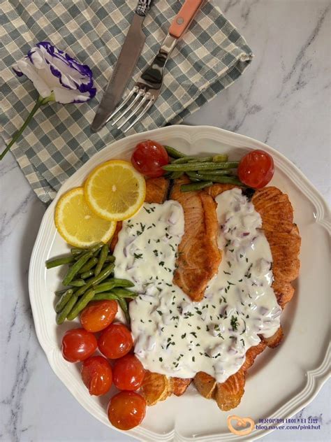 연어스테이크 만들기 굽기 연어구이 소스 만드는법