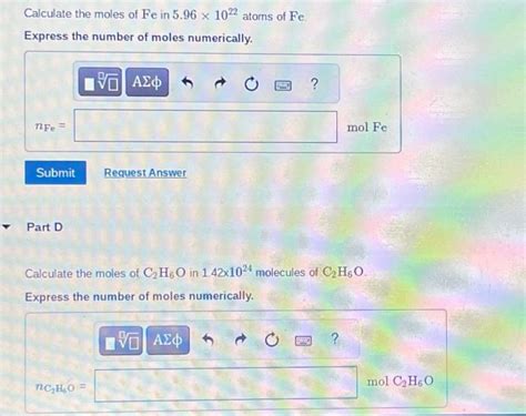 Calculate The Moles Of Fe In 5 96×1022 Atoms Of Fe
