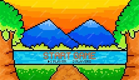 Premium Vector 8 Bit Pixel Background Menu In Games For Game Assets