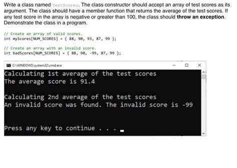 solved in c write a class named testscores the class
