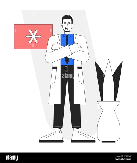 Professional Doctor Flat Line Concept Vector Spot Illustration Stock Vector Image And Art Alamy