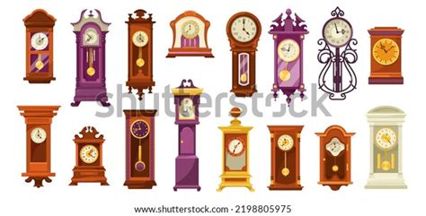 Different Vintage Clocks Vector Illustrations Set Stock Vector Royalty Free
