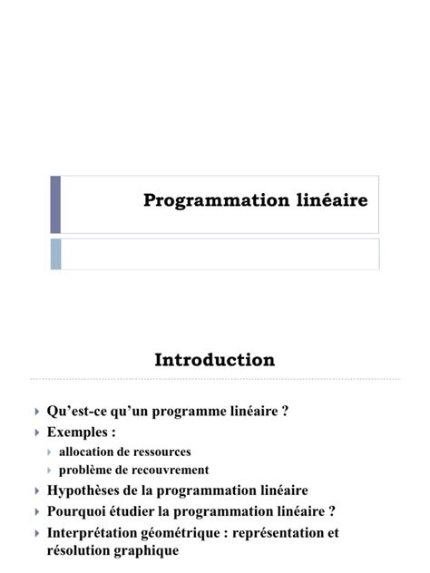 Programmation Linéaire Optimisation Linéaire Analyse Mathématique