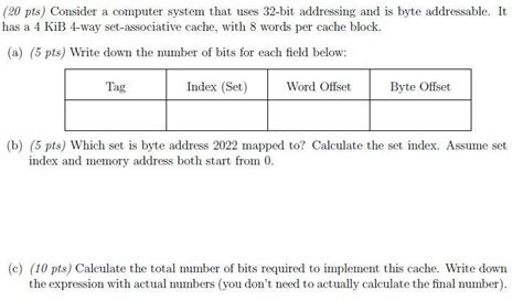 Solved 20 Pts Consider A Computer System That Uses 32 Bit