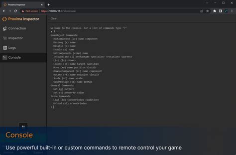 Proxima Runtime Inspector Console