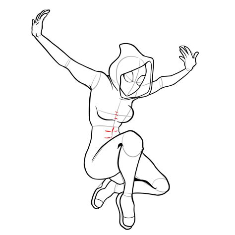 How To Draw Spider Gwen In A Jump SketchOk