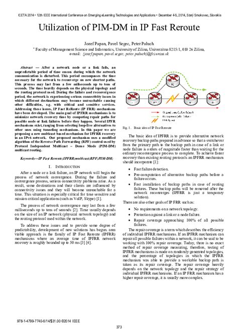Pdf Utilization Of Pim Dm In Ip Fast Reroute