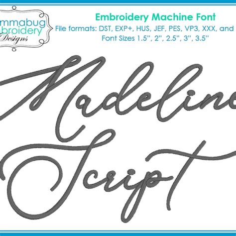 Script Embroidery Font Etsy