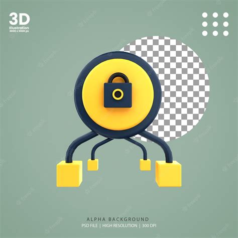 Premium Psd 3d Render Cyber Security Illustration