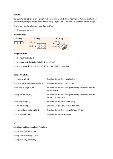 Num Py 1 Num Py 1 Cheat Sheet Numpy Die Numpy Bibliothek Ist Die