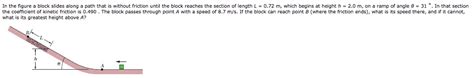 Solved In The Figure A Block Slides Along A Path That Is Chegg