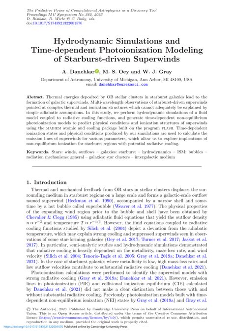 Pdf Hydrodynamic Simulations And Time Dependent Photoionization Modeling Of Starburst Driven