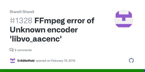FFmpeg Error Of Unknown Encoder Libvo Aacenc Issue ShareX ShareX GitHub