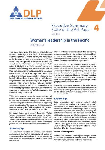 Executive Summary Women S Leadership In The Pacific