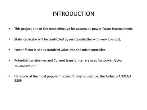Automatic Power Factor Correction Using Arduino Uno Pptx