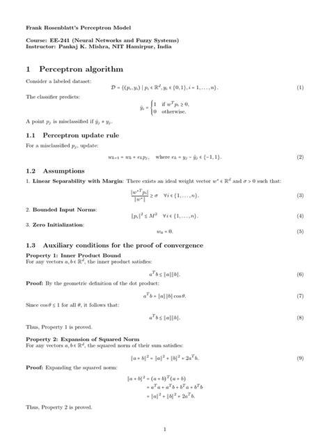 Perceptron Pdf Mathematics Algorithms
