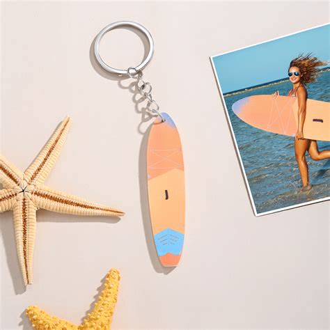 Personalized Photo Mini Surfboard Keychain Acrylic Suppaddle Keyring