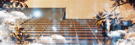 Composite Image Of Clouds Over Binary Coded Screen Stock Illustration