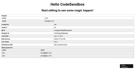 React Json Table Examples Codesandbox
