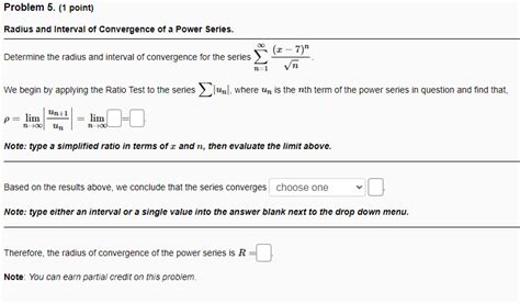 Solved Problem 5 1 Point Radius And Interval Of Chegg Com