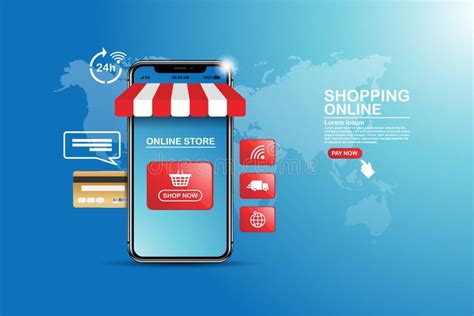 Online Shopping Design Mobile App Concept Stock Vector Illustration