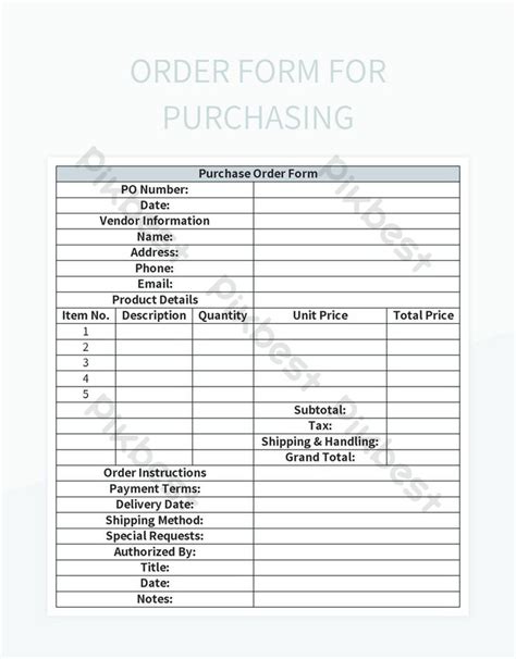 نموذج طلب فعال لتجربة شراء سلسة اكسل قوالب تحميل مجاني Pikbest