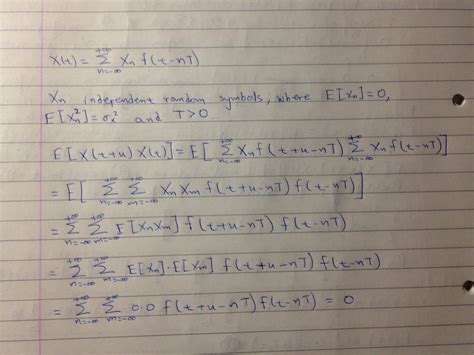 Continuous Signals Autocorrelation Of A Stochastic Process Which Is A
