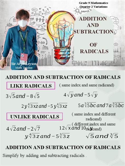 Addition And Subtraction Of Radicals Pdf Mathematics Science