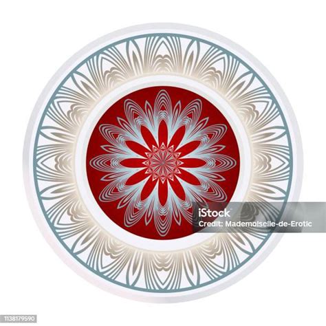 간단한 라운드 꽃 만다라 민족 모티브 심플한 모양으로 구성 된 밝은 장식 벡터 일러스트 레이 션 가정 장식 색칠 하기 책 인사말 카드 초대장 문신 안티 스트레스 치료 패턴