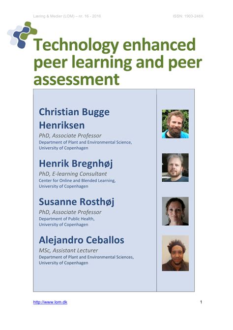 Pdf Technology Enhanced Peer Learning And Peer Assessment