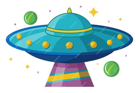 Cartoon Illustration Of A Flying Saucer In Space Premium Ai Generated Vector