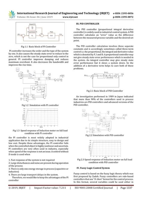 Irjet Performance Analysis Of Induction Motor Using Different Controller For Speed Control Pdf