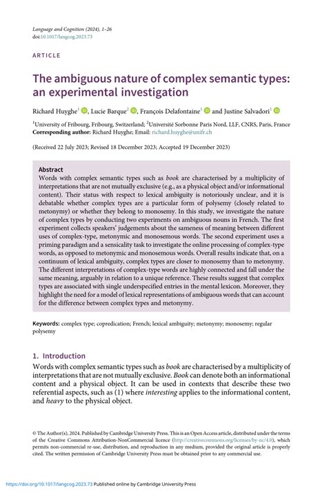 Pdf The Ambiguous Nature Of Complex Semantic Types An Experimental
