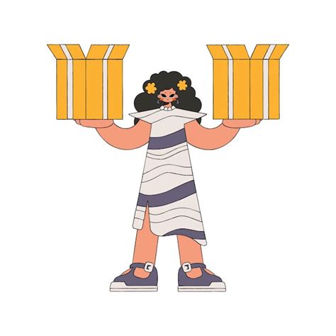 Premium Vector Lovely Girl Holding Boxes In Her Hands Understanding The Process Of Parcel And
