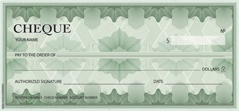 Check Cheque Chequebook Template Guilloche Pattern With Abstract Floral Watermark Border