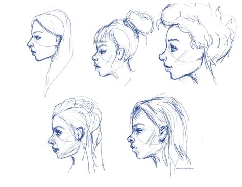 Female Face Profile Sketch