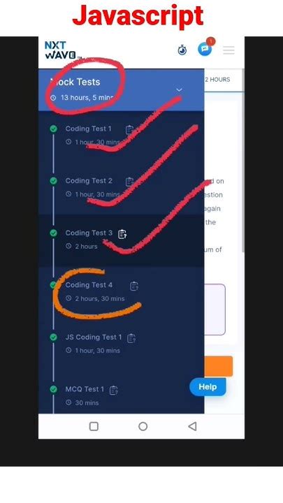 mock tests coding test 1 2 3 and 4 answers javascript nxtwave ccbp 4 0 youtube